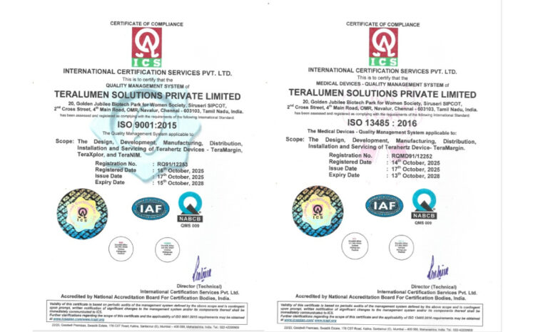 TeraLumen Solutions Achieves ISO 9001 & ISO 13485 Certification